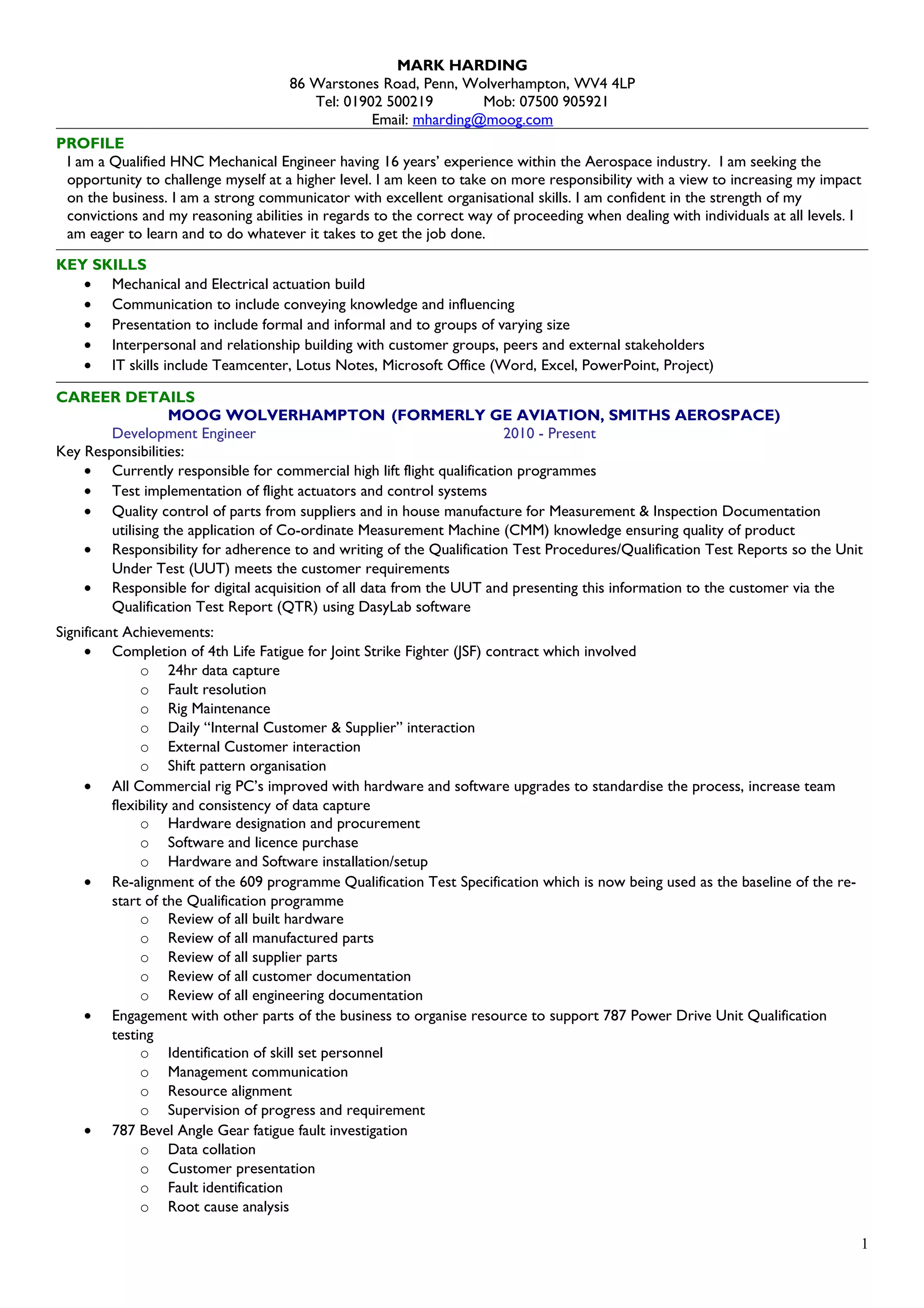 Mark Harding CV rev | DOC