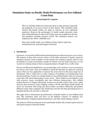 Simulation Study of Hurdle Model Performance on Zero Inflated Count Data | PDF