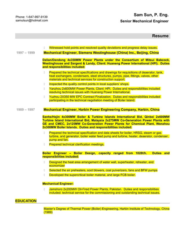 Sam Sun_Sr. Mechanical Engineer | PDF