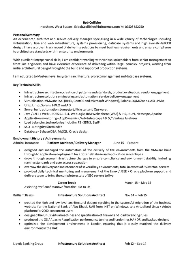 Bob Collishe CV May 2016 | PDF