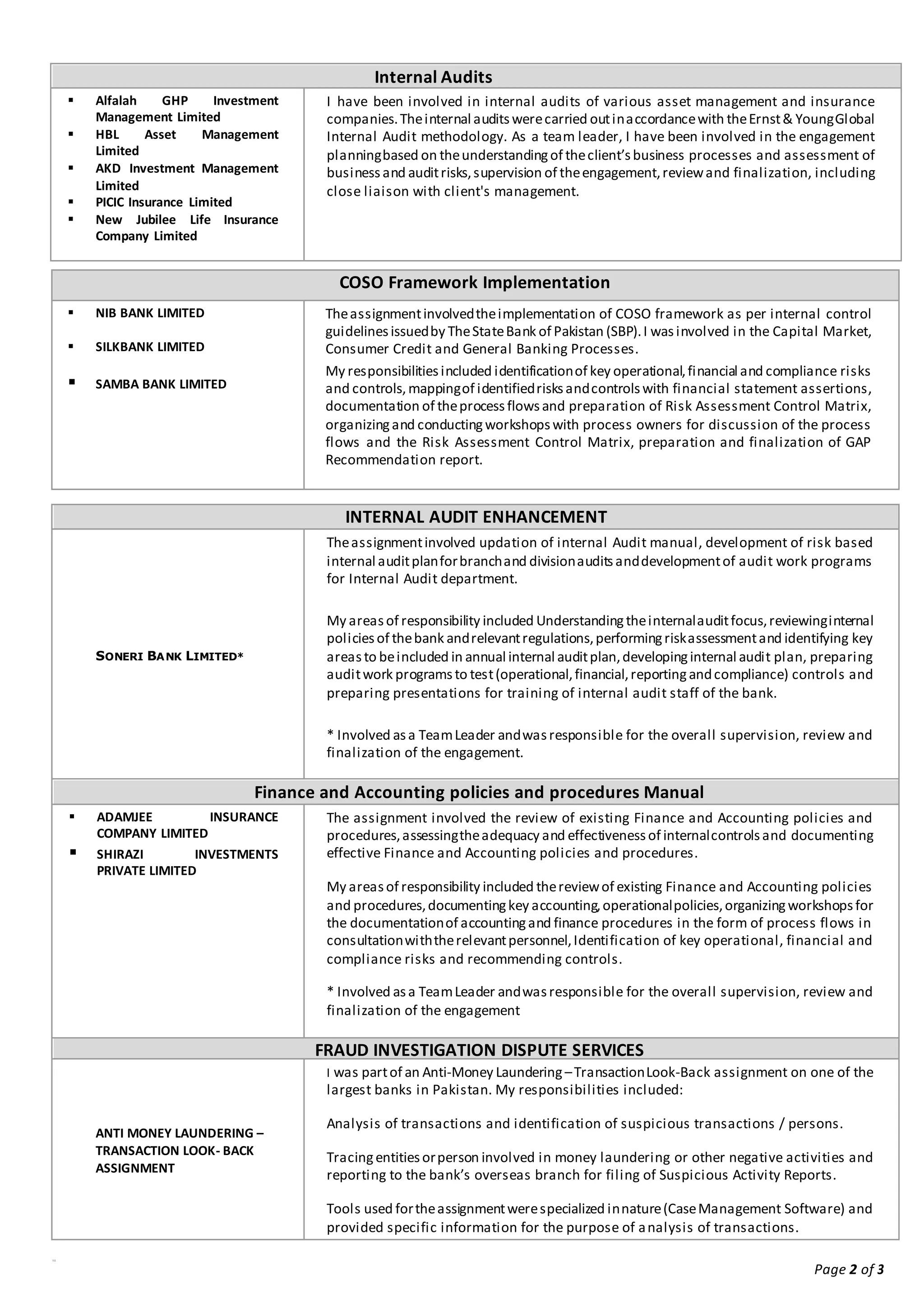 Faizan Ahmed - CV | DOCX | Management Consulting Industry | Industries