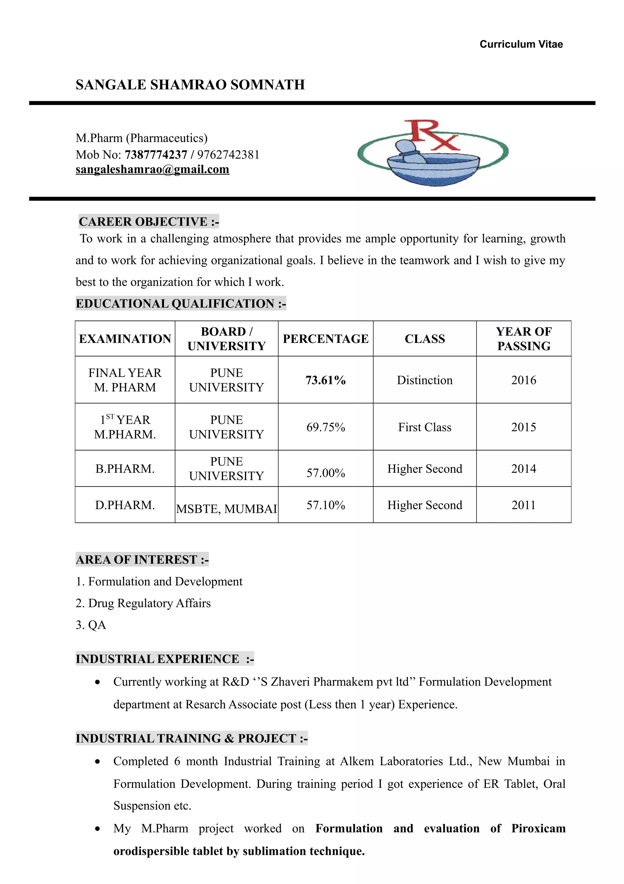MY F&D Experience CV | DOC