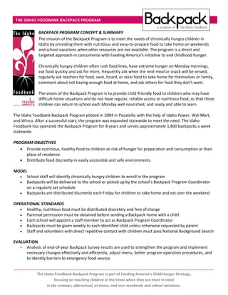 Backpack Program White Paper | PDF