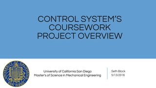 Control System’s Coursework Project Overview | PPTX