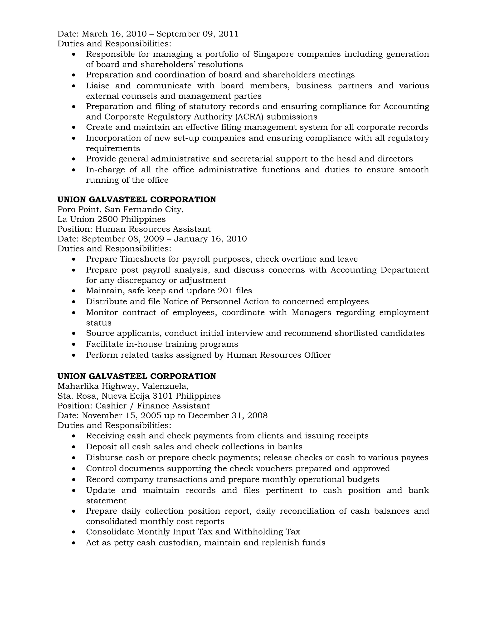Comprehensive CV of Nona Villanueva | DOC | Business Accounting ...