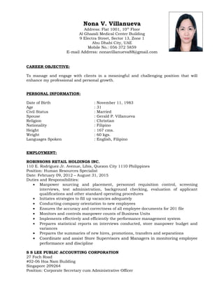 Comprehensive CV of Nona Villanueva | DOC | Business Accounting ...
