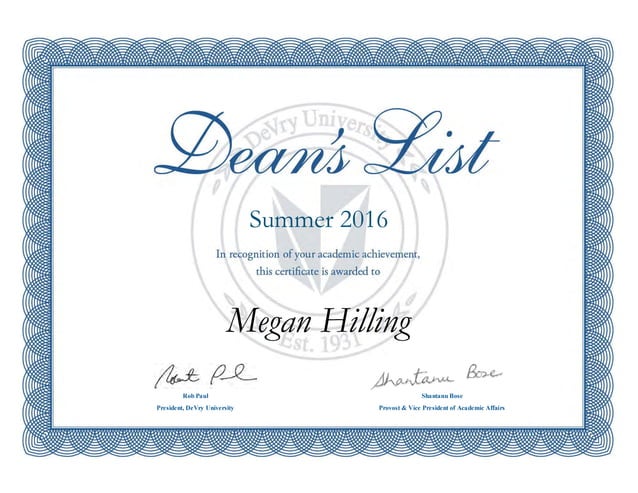 Dean's list Summer 2016 | PPT