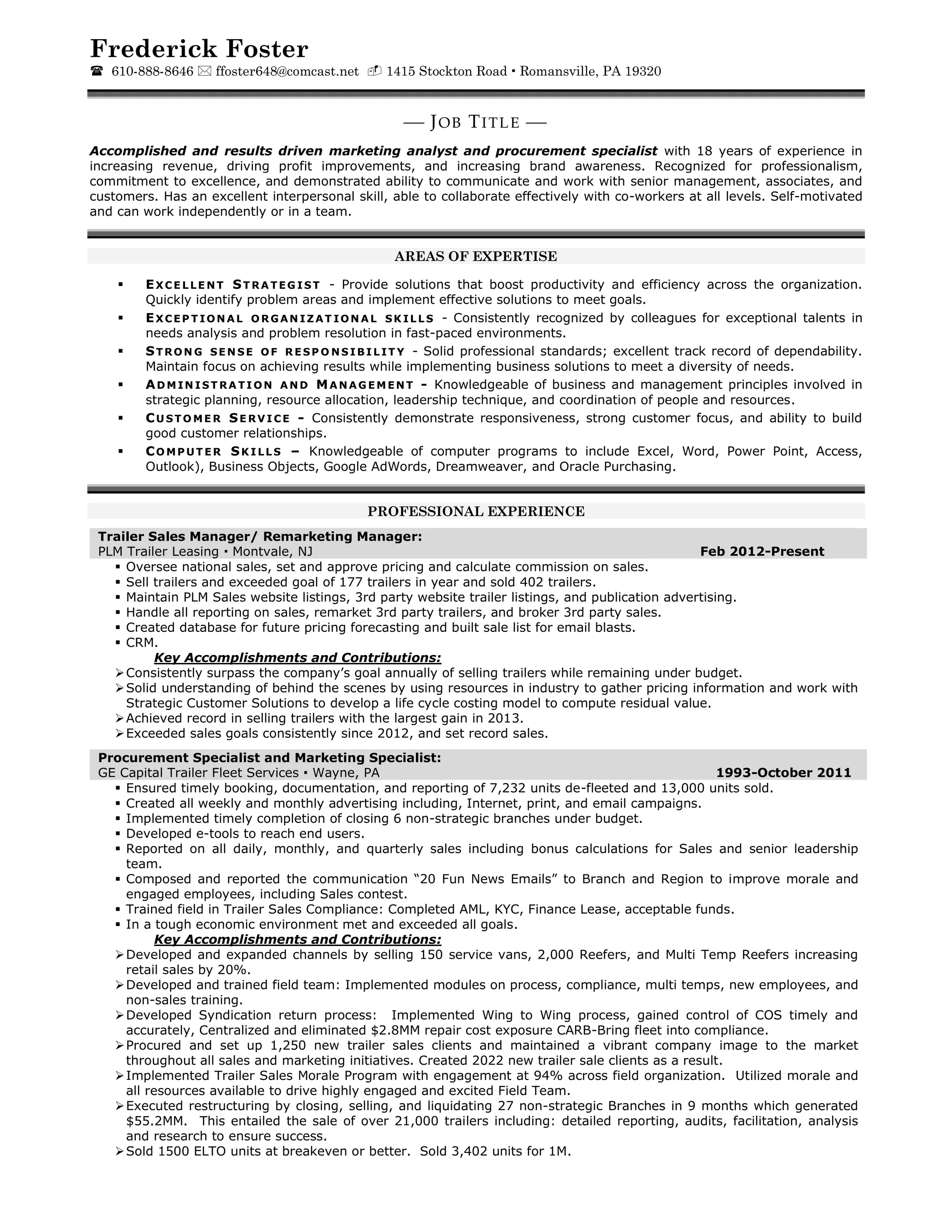 Frederick Foster Resume (1) | PDF