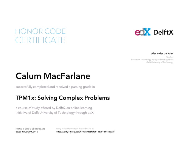 Certificate Solving Complex Problems | PPT