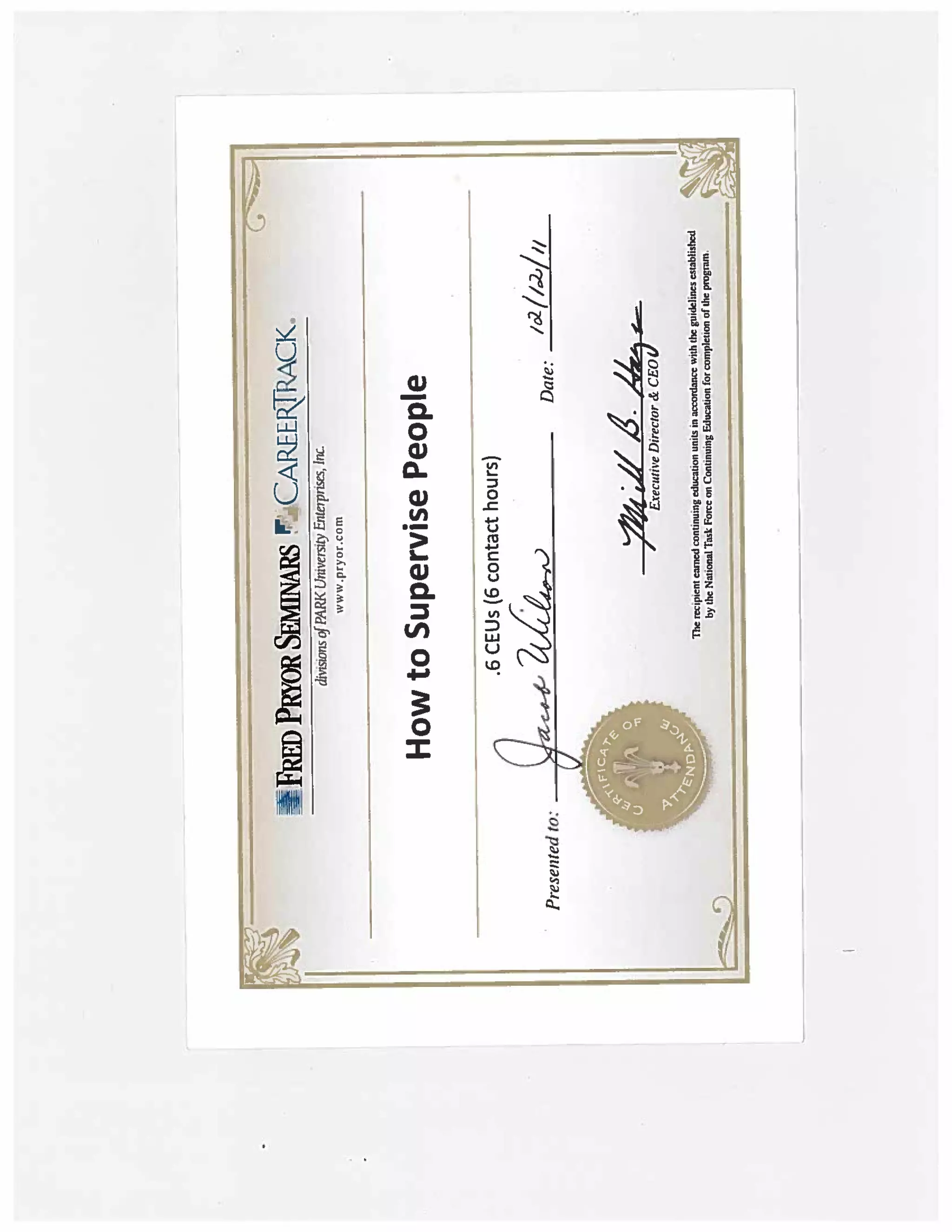 Certificate of Training - Supervision | PDF