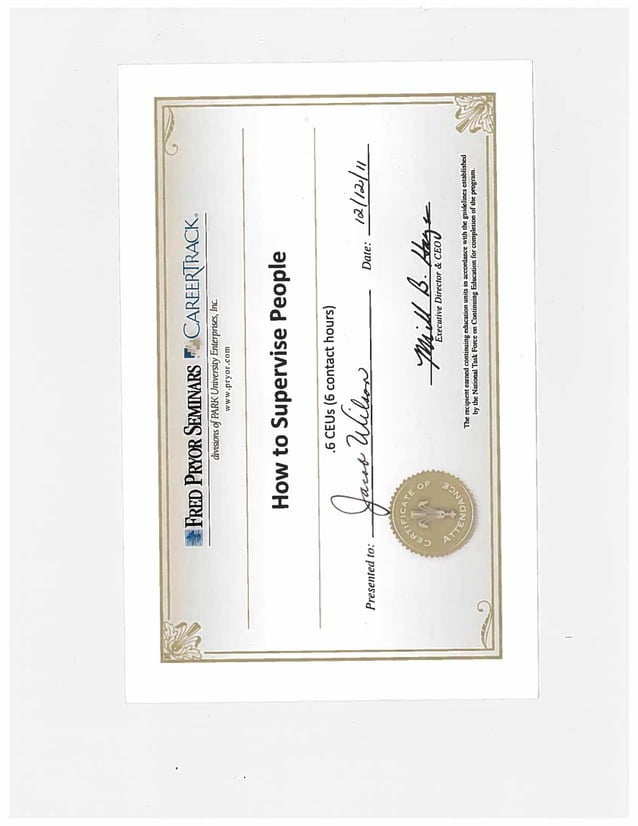 Certificate of Training - Supervision | PDF