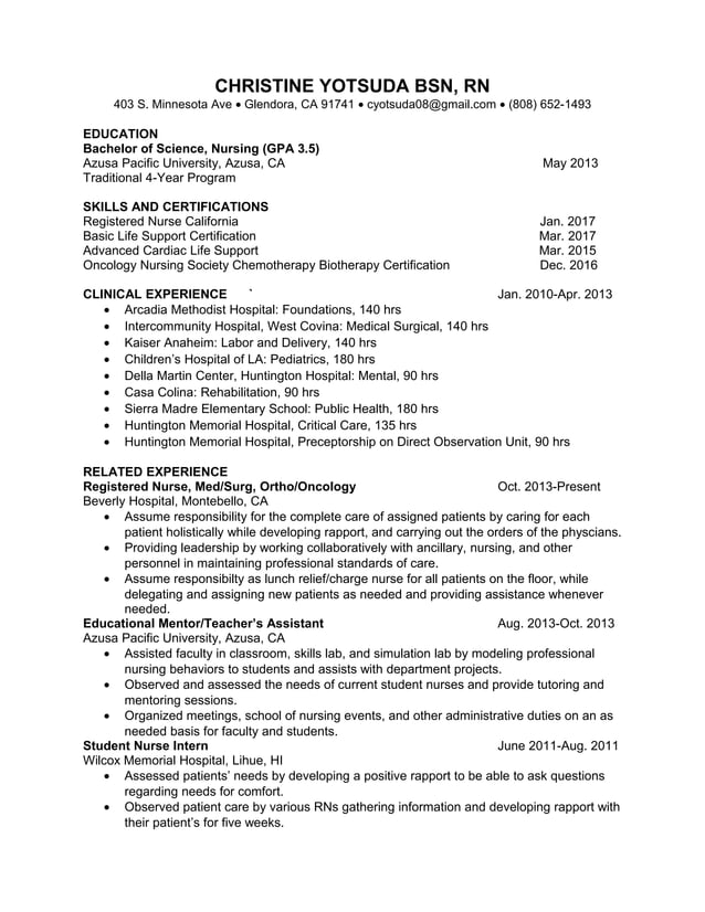 Christine RN Resume | PDF