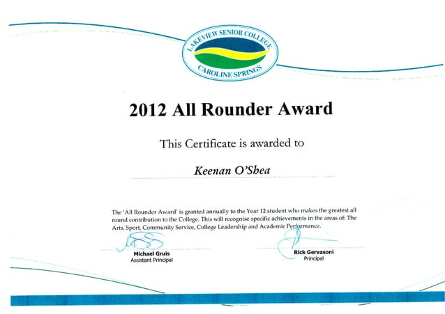 VCE All Rounder Award | PDF