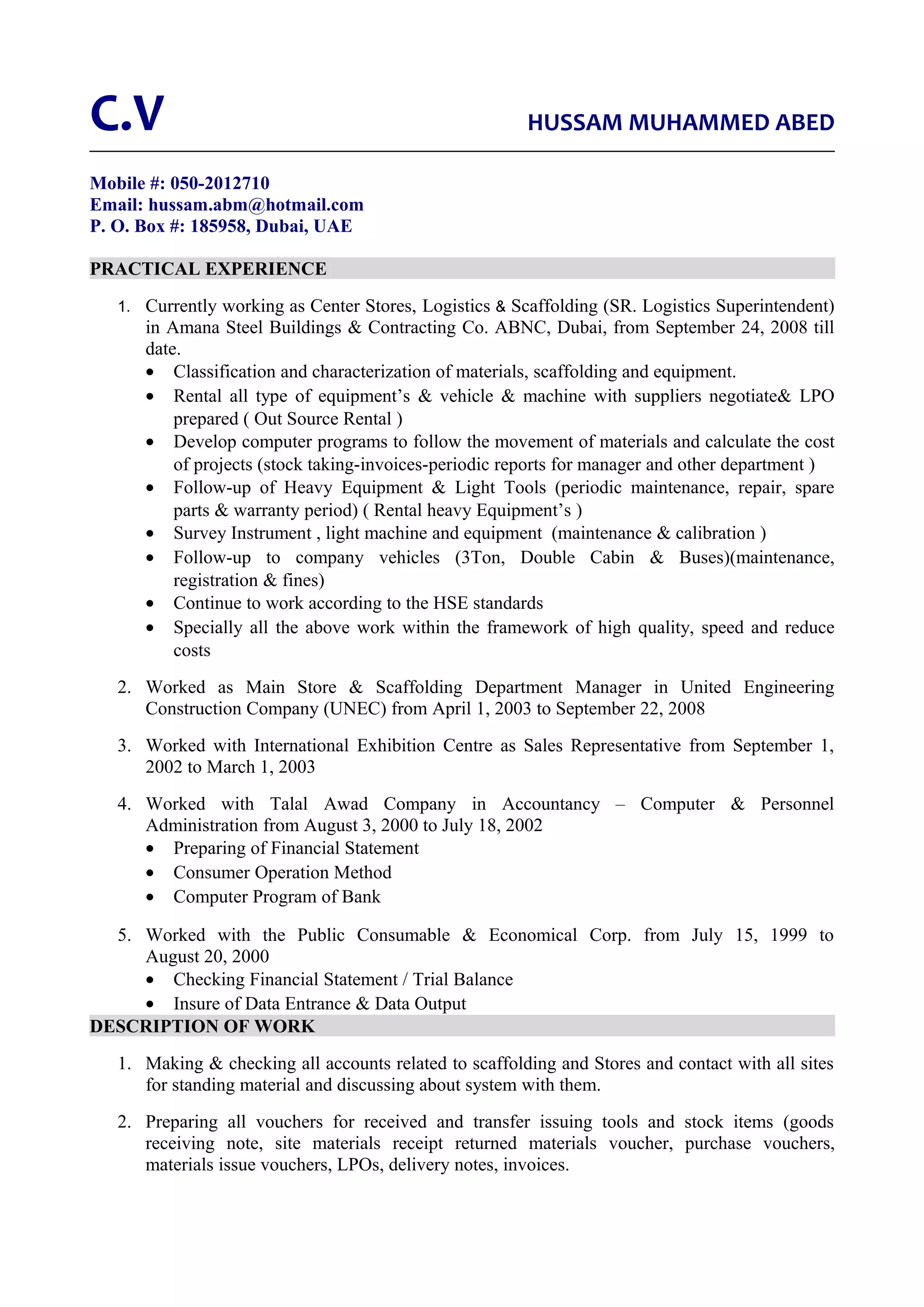 CV Hussam Muhmed Abed 2016 | PDF