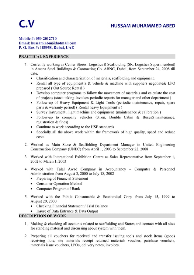 CV Hussam Muhmed Abed 2016 | PDF