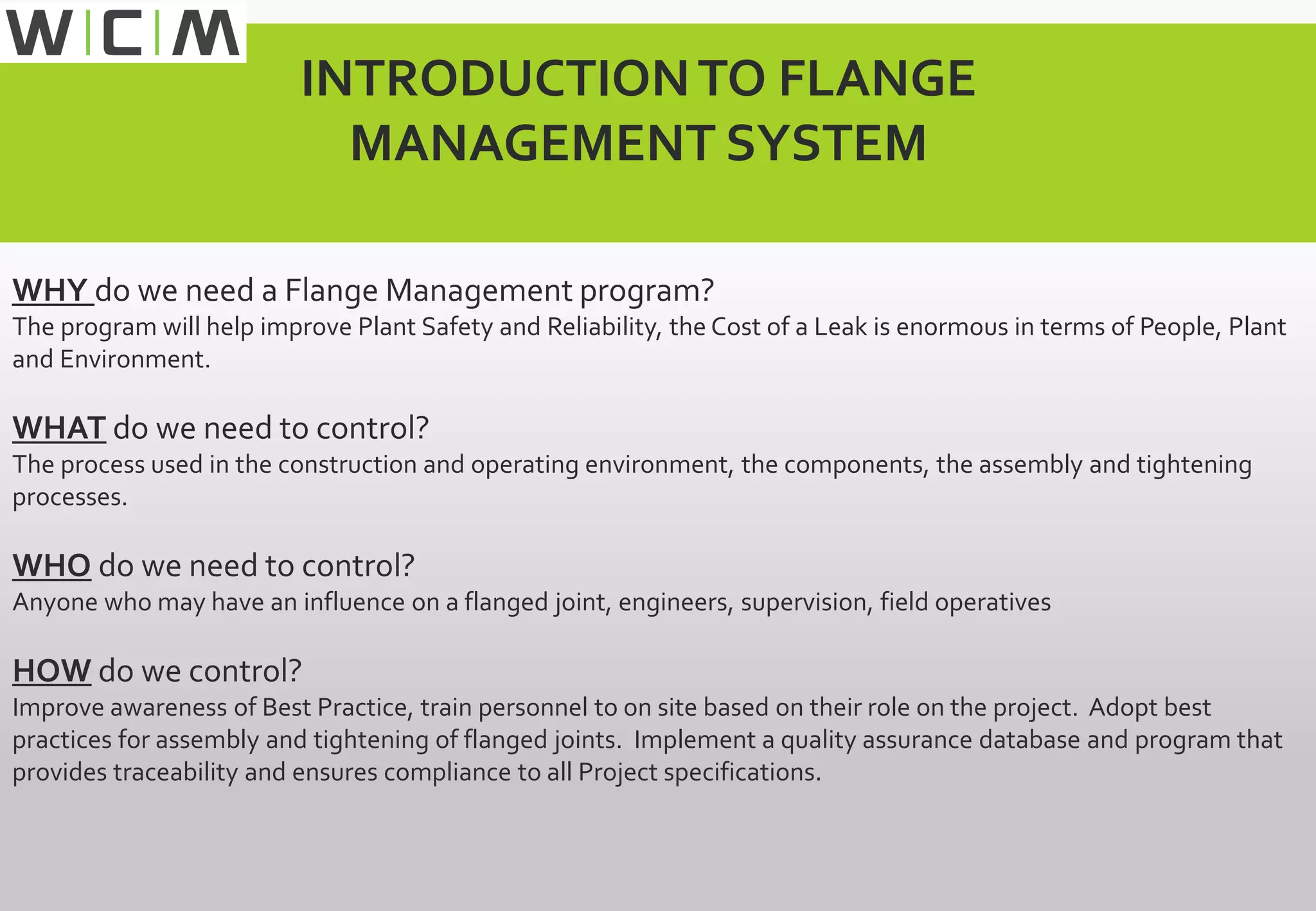 WCM_PRESENTATION_Flange_Management_Rev4 | PDF