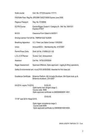 brian cv march 2014. | PDF