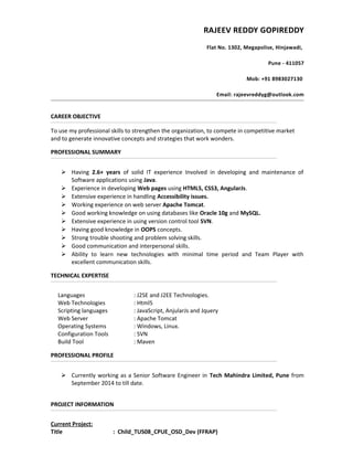 Rajeev Reddy G CV | DOC