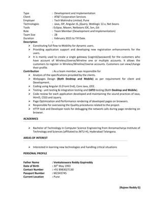 Rajeev Reddy G CV | DOC