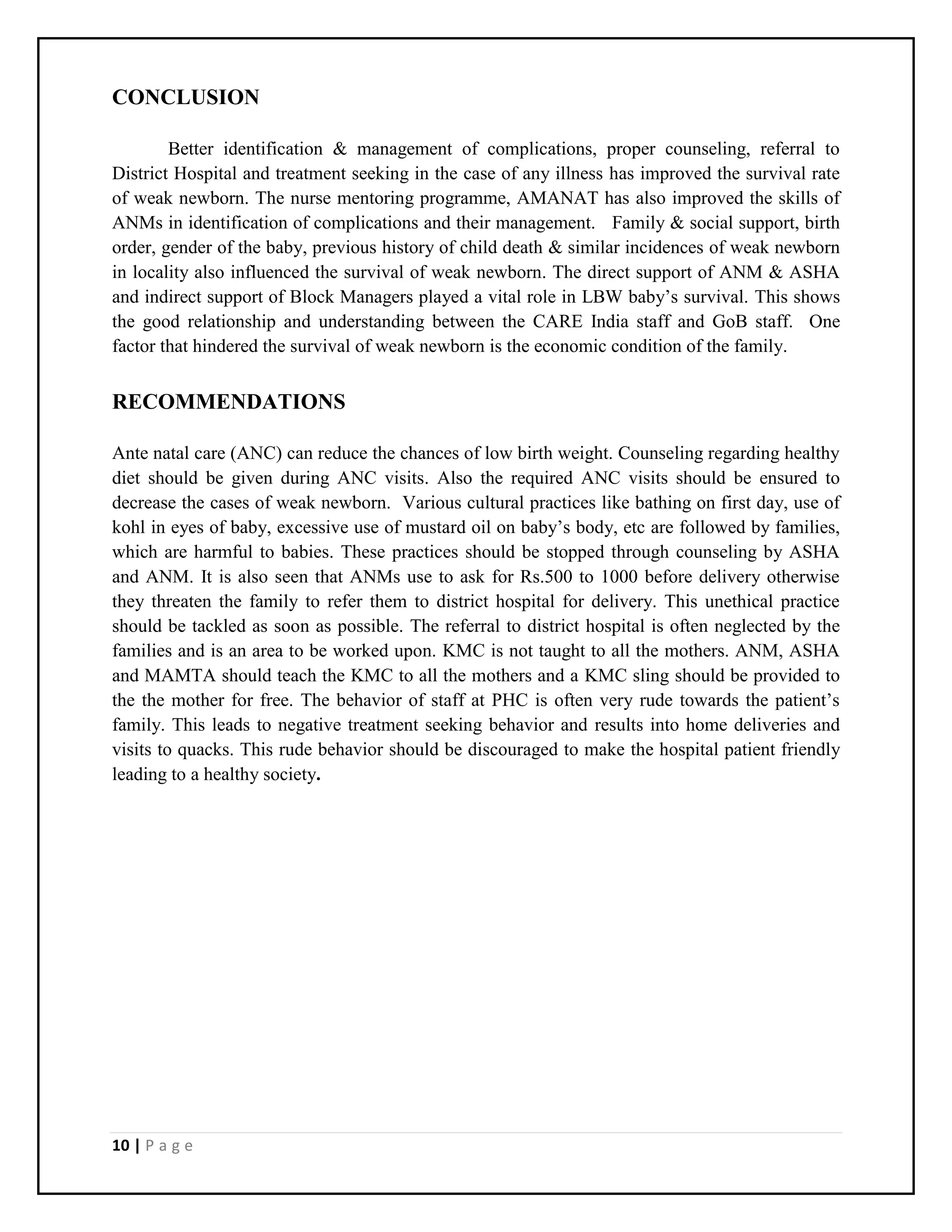 Weak Newborn Report | PDF