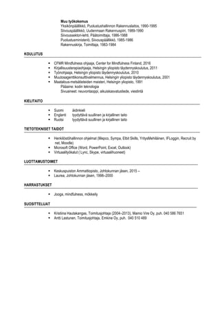 Curriculum Vitae_Leena Kreus | PDF