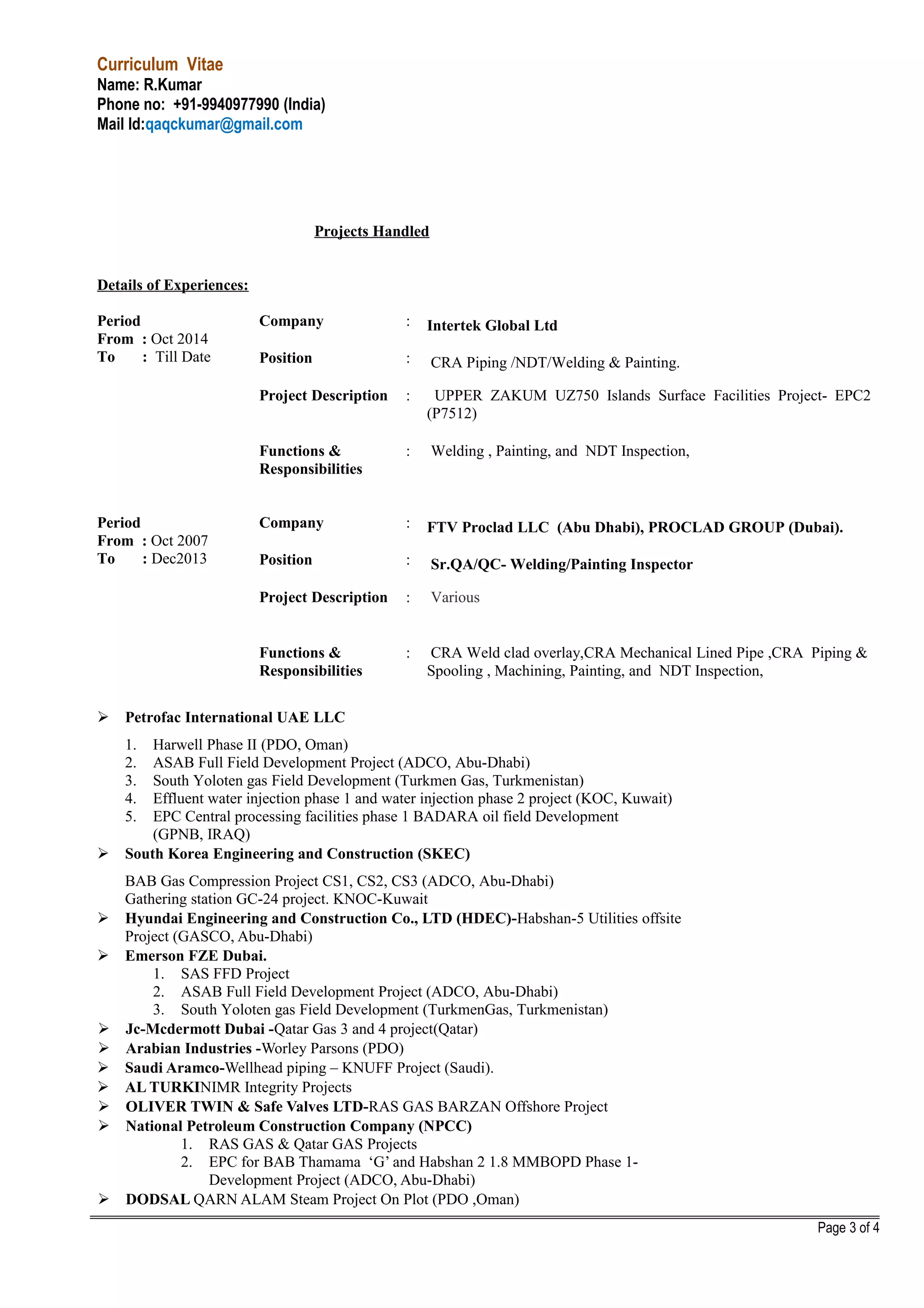 Kumar.R Multi Inspector cv -5 - Copy | DOC