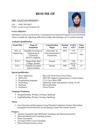 Resume of Md. Sazzad Hossen | PDF