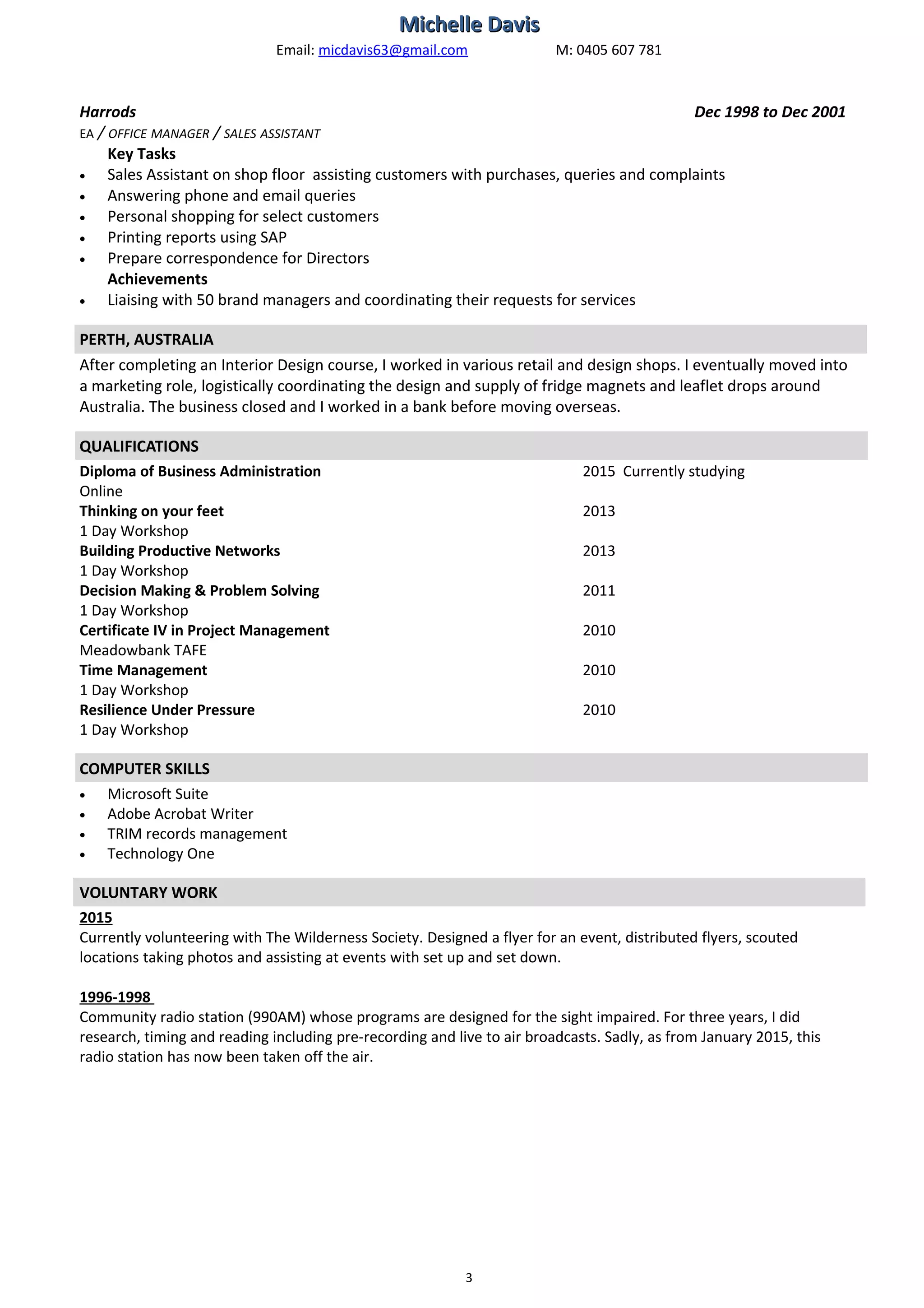 Michelle Davis Resume updated | DOC