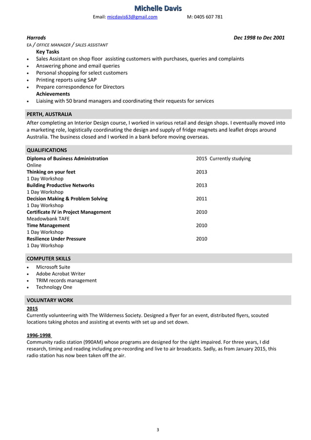 Michelle Davis Resume updated | DOC
