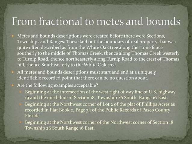 Legal Descriptions a guide to reading and writing | PPTX