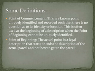 Legal Descriptions a guide to reading and writing | PPTX