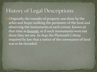 Legal Descriptions a guide to reading and writing | PPTX