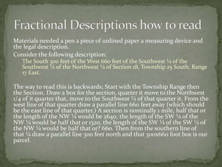 Legal Descriptions a guide to reading and writing | PPTX