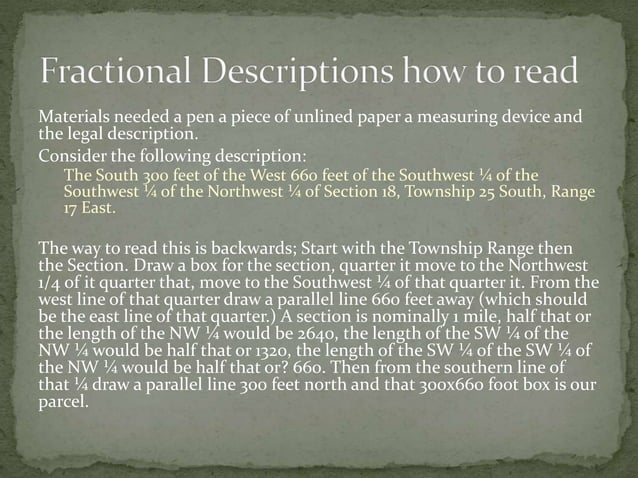 Legal Descriptions a guide to reading and writing | PPTX