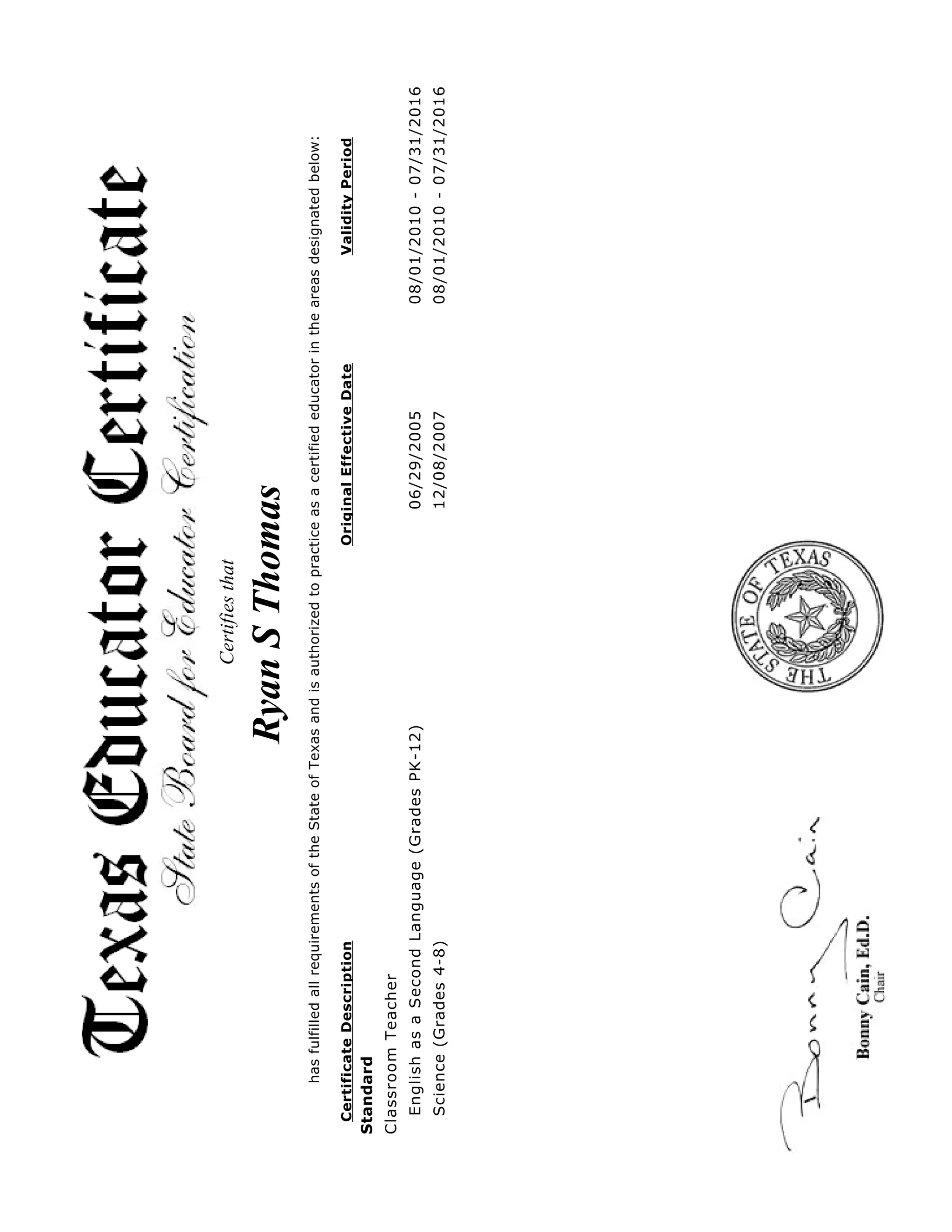 TEA Certificate | PDF