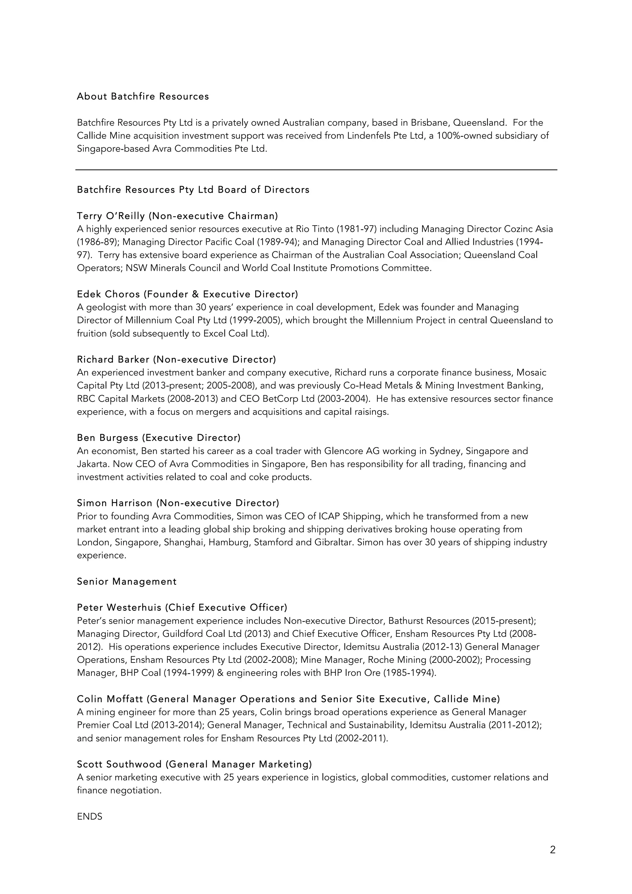 Batchfire Callide Mine Acquisition_31Oct2016 | PDF