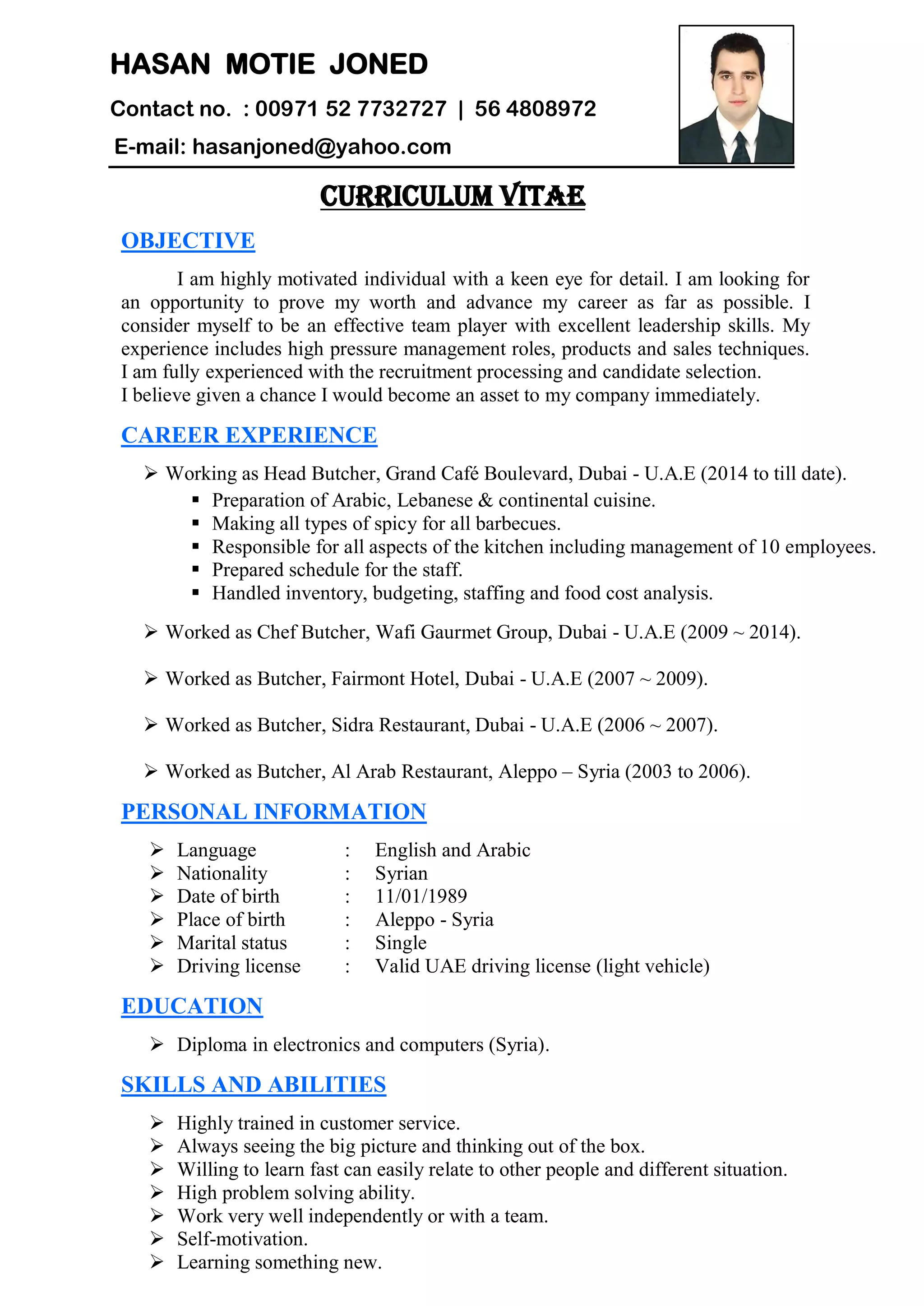 CV - HASAN M MOTIE JONED | PDF