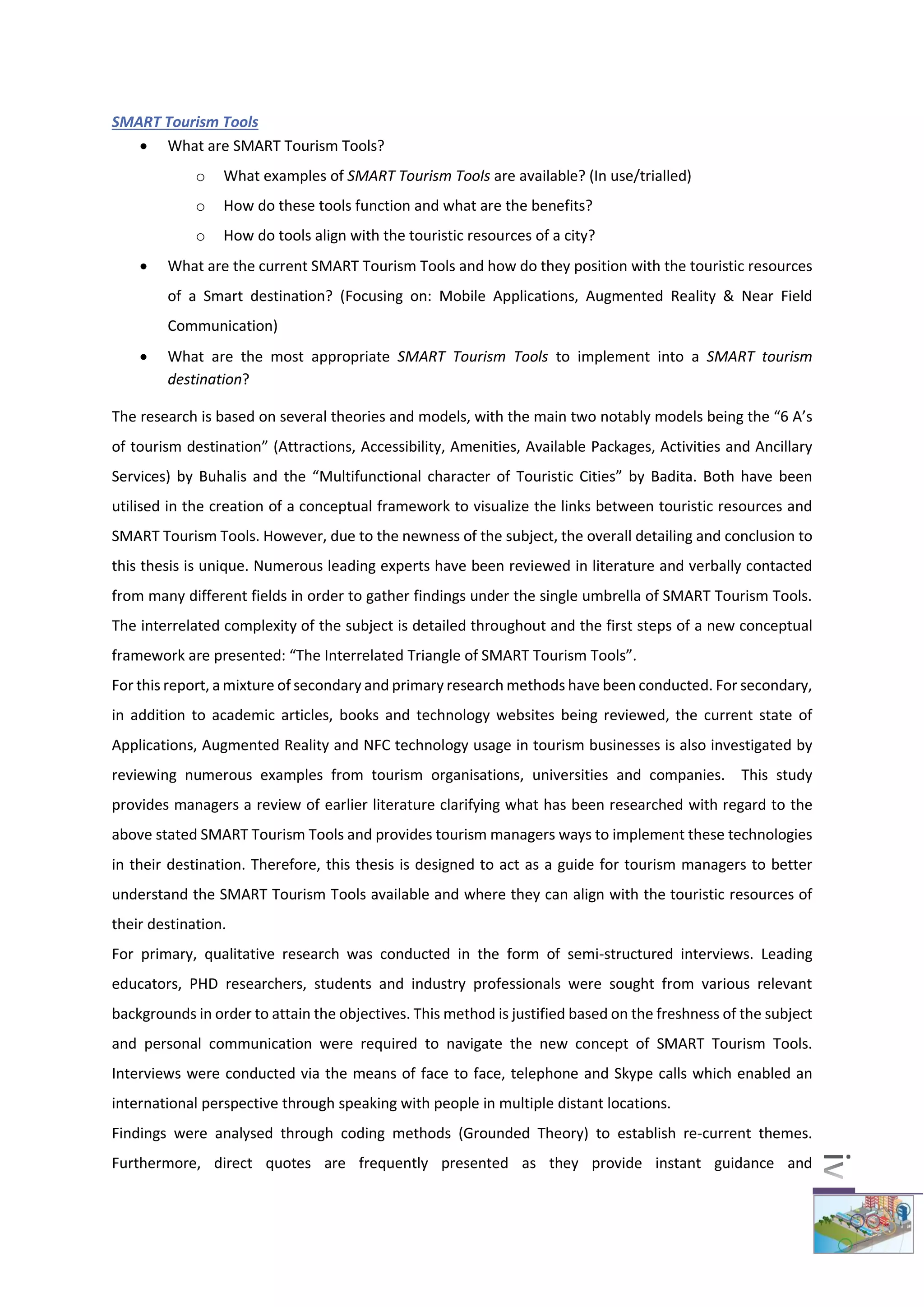 Thesis. SMART Tourism Tools. Executive Summary. Table of Contents. Sample | PDF