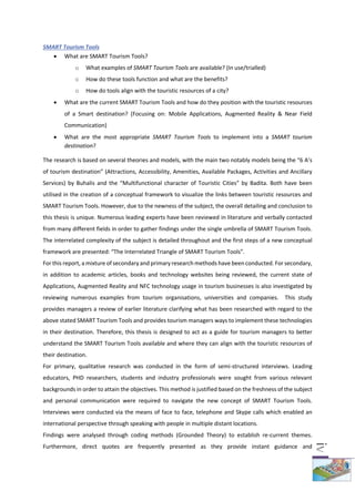 Thesis. SMART Tourism Tools. Executive Summary. Table of Contents ...