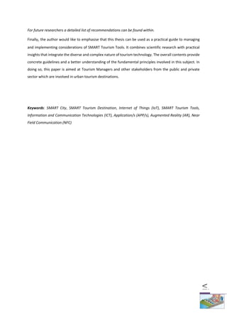 Thesis. SMART Tourism Tools. Executive Summary. Table of Contents ...