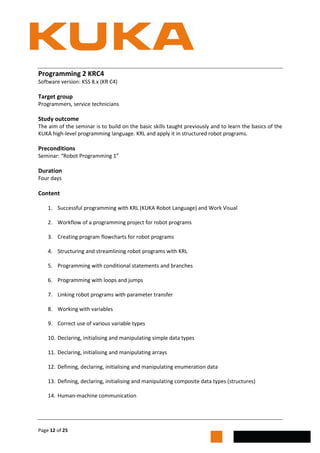 Kuka Training Brochure Jendamark South Africa | PDF