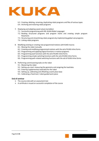 Kuka Training Brochure Jendamark South Africa | PDF