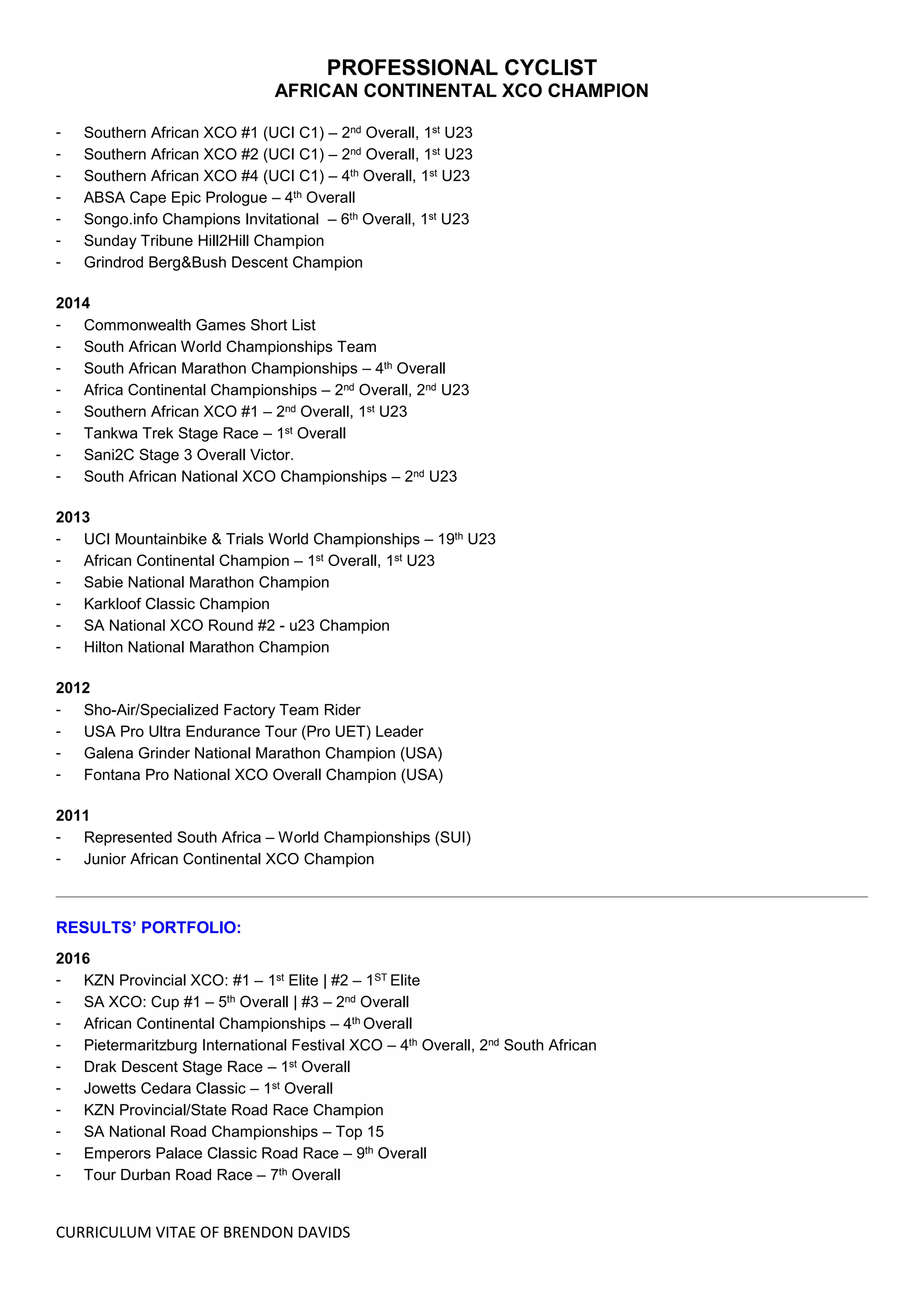 CURRICULUM VITAE OF BRENDON DAVIDS (2) | PDF