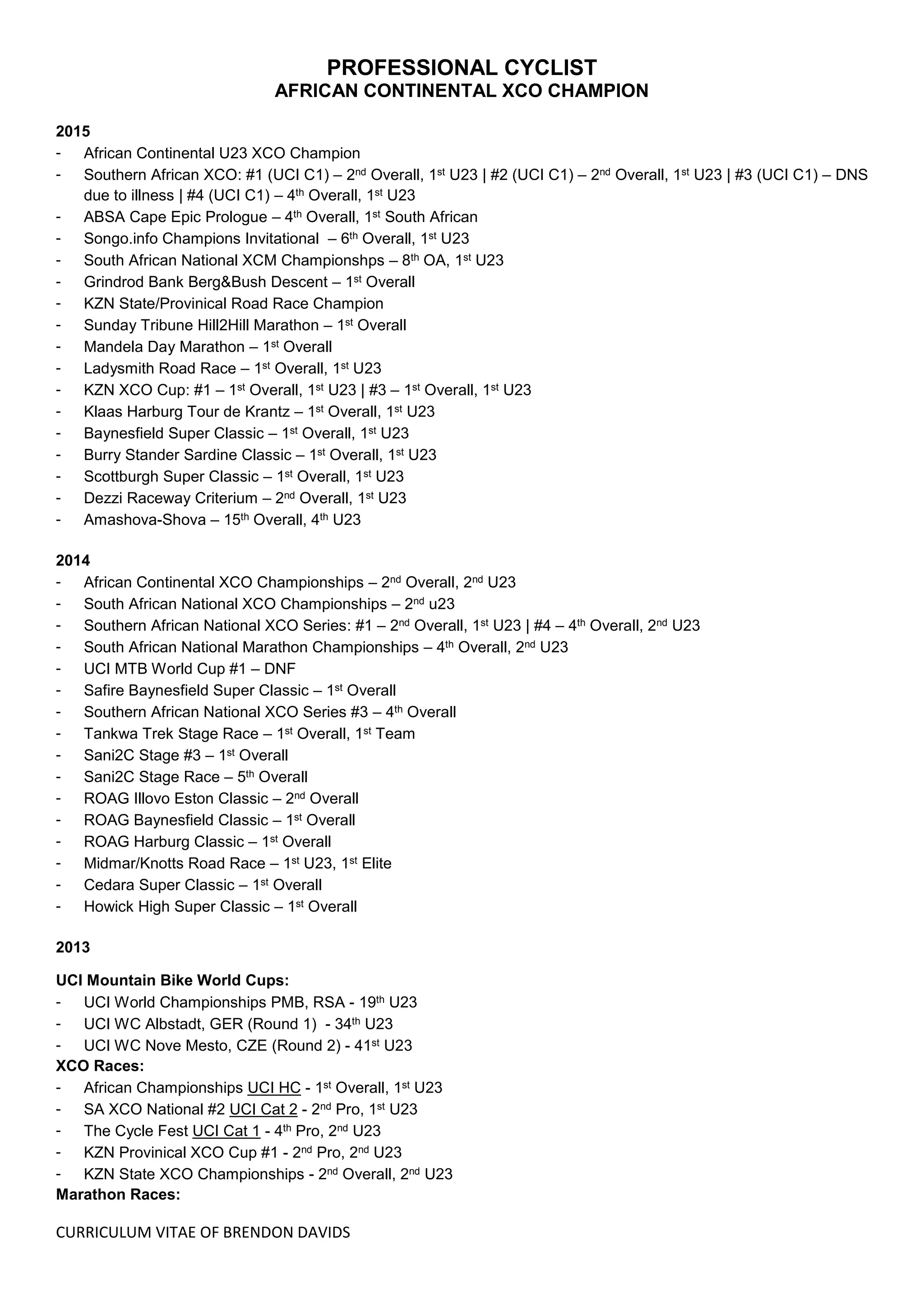 CURRICULUM VITAE OF BRENDON DAVIDS (2) | PDF