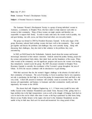 Asutsuare Feed Mill Proposal Letter | DOCX