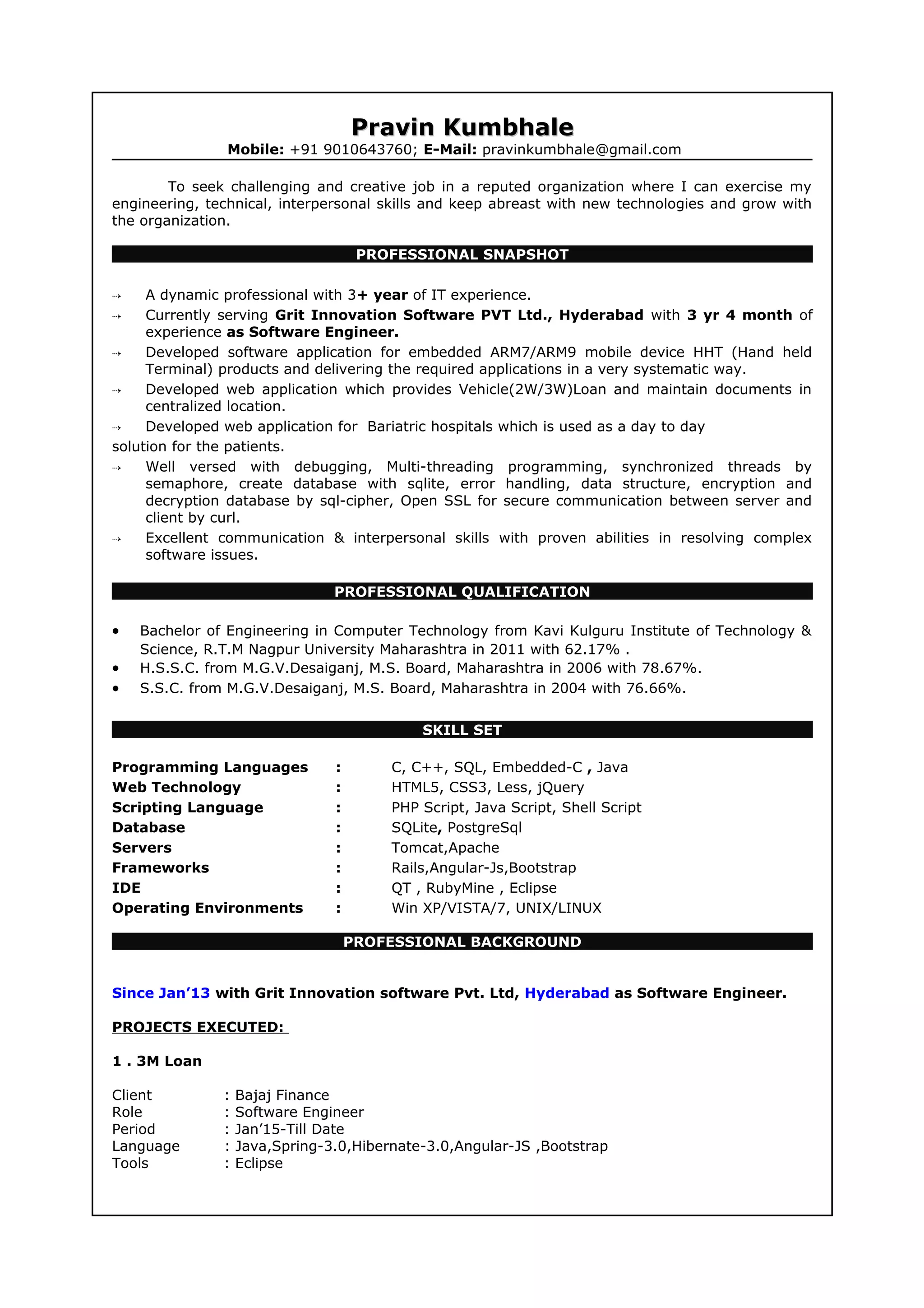 Pravin New Resume | DOC