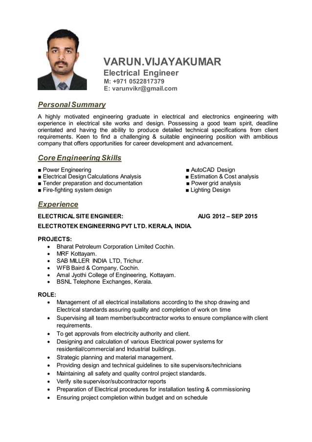 Varun Vijayakumar-CV1 | DOCX | Civil Engineering Industry | Industries