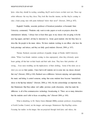 NegativeEffectsofListeningtoMainstreamHipHop | PDF