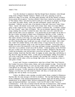 NegativeEffectsofListeningtoMainstreamHipHop | PDF