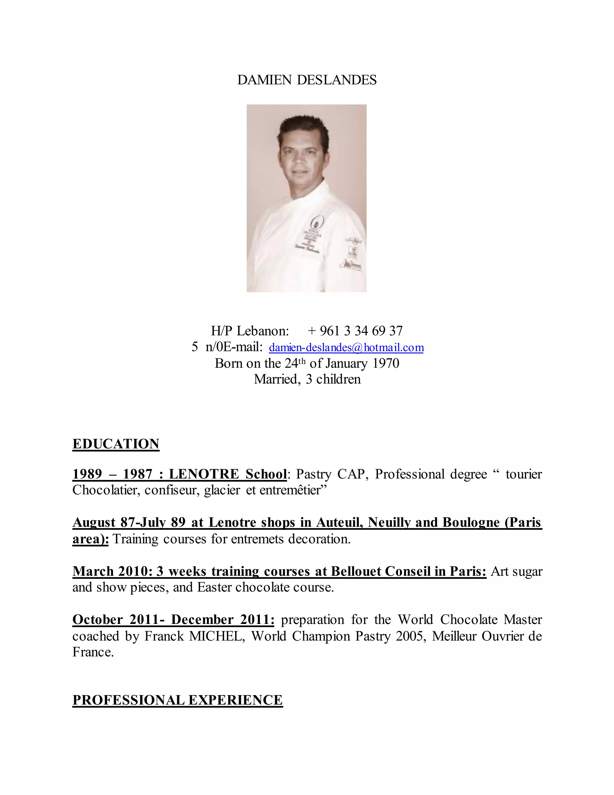 CV DAMIEN DESLANDES | DOCX